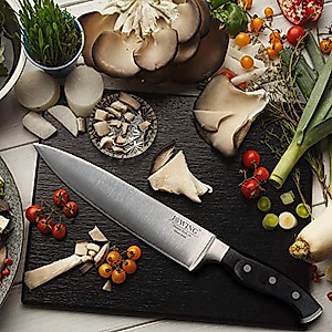 Professional 15-Piece German High Carbon Stainless Steel Kitchen Knife Set, Ocean Series Premium Forged Full Tang Chef Knives Set with Rubber Wood Block, Black