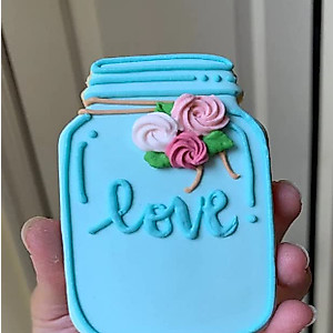 Mason Jar Cookie Cutter Set-4.5 Inch-Biscui Cookie Cutters Fondant Molds for Baby Shower Birthday Wedding Bachelorette