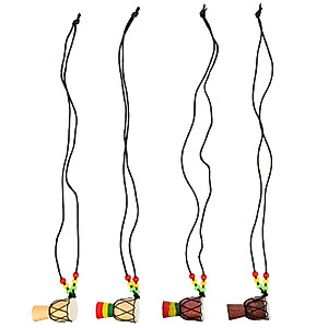 EXCEART 4pcs Musical Instrument Necklaces Pendant Miniature African Drum Djembe Drummer Musician Percussion Jewelry Drum Player Band