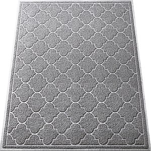 LuxStep Door Mat,Large Size Indoor Outdoor Doormat, Anti-Slip Low-Profile Design Floor Mat, Trap Dirt and Dust Front Door Welcome Mat for Entryway,Patio(36"x47", Light Grey)