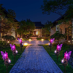 Beaupretty LED Fairy Girl Light Solar Powered Flower Winged Angel Figurine Stake Light Water Resistant Ground Lawn Lamp Ornament for Wisteria