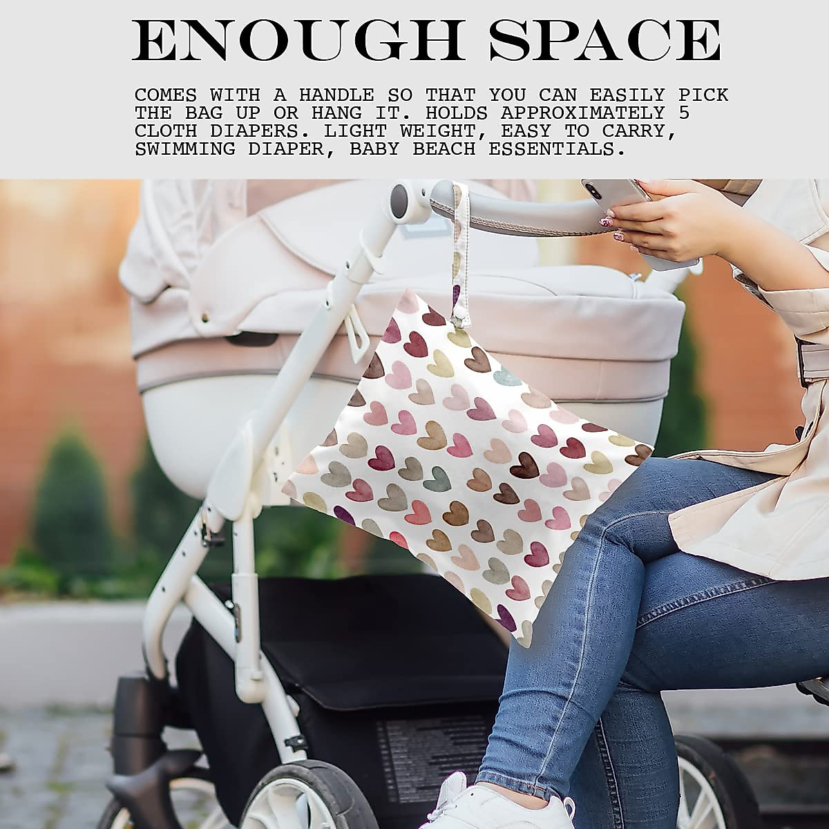 zcyxuuw Wet Bag, Wet Dry Bag, Wet Bag for Swimsuit, Travel, Beach, Pool, Diapers, Dirty Yoga Gym Clothes, Toiletries, Makeup Bag, Daycare Soiled Items, Waterproof Reusable Boho Heart