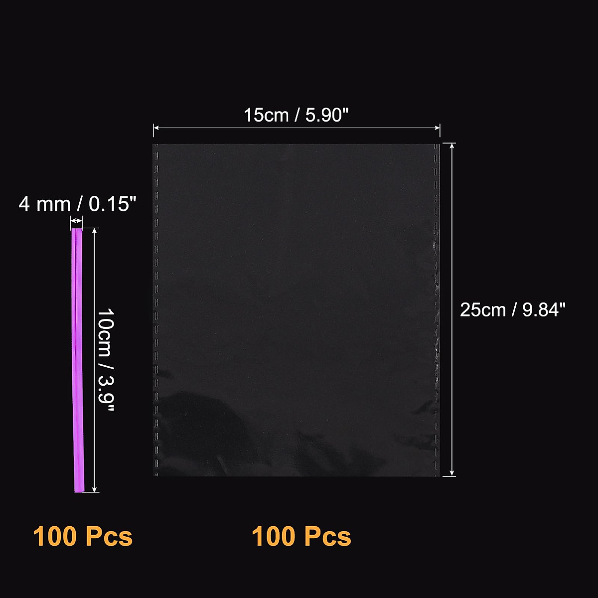 uxcell 100 Pcs Clear Cello Bags, Clear Flat Plastic Cello Treat Bags with Purple Twist Ties Gift Bags Cookie Bags for Christmas Snacks Candy Cookie Gifts