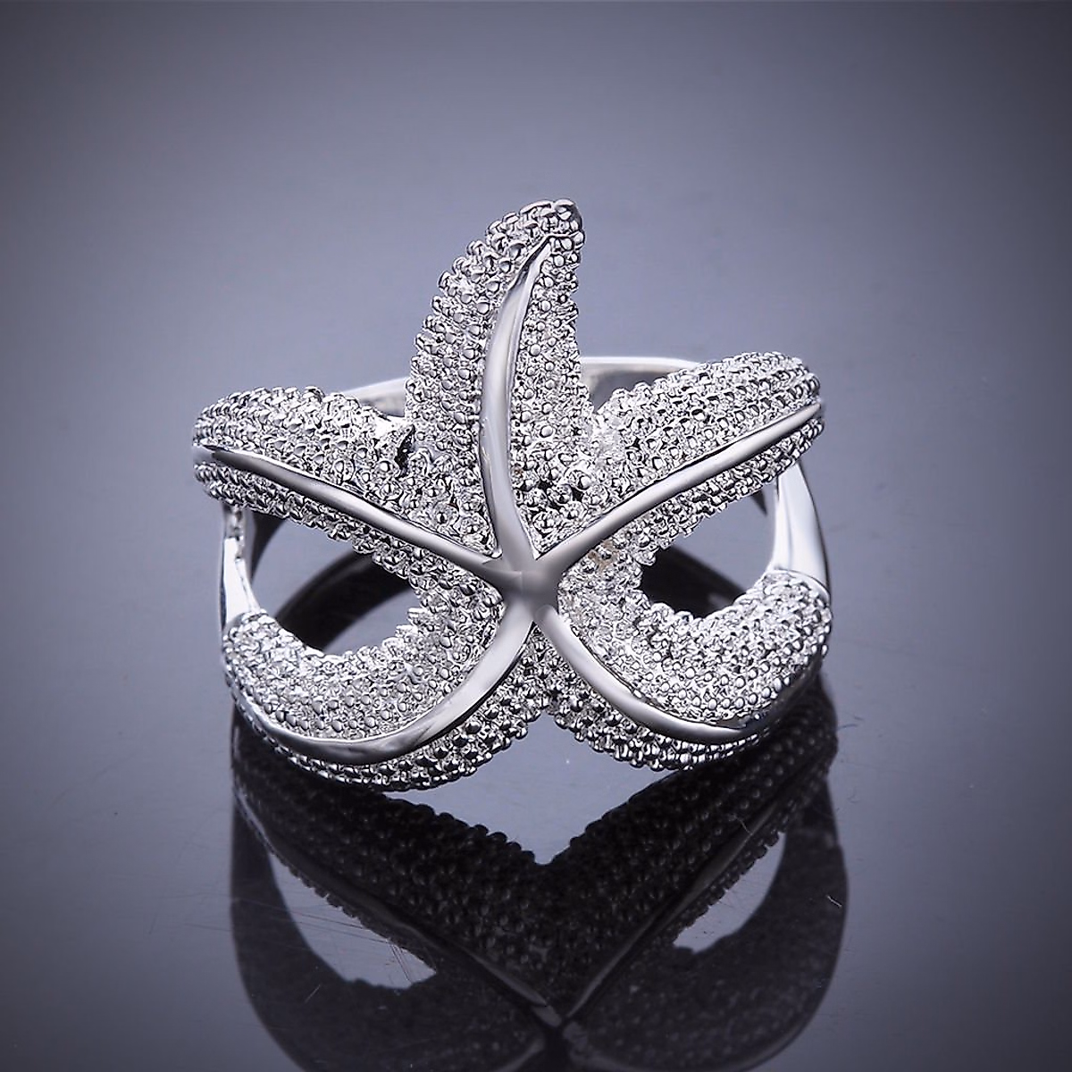 LZD Sterling Silver Plated Fashion Ring Women Starfish B368 (8)