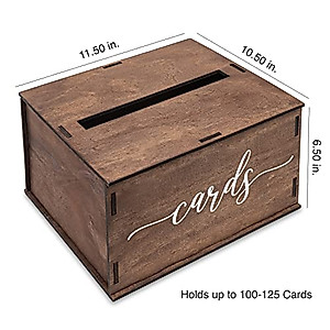 Wooden Wedding Card Box with Slot | Wedding Decorations for Reception, Card Box for Wedding Gifts & Money | Rustic Card Box with Lid | Baby Shower, Bridal Shower, Graduation Card Box - Standard Size