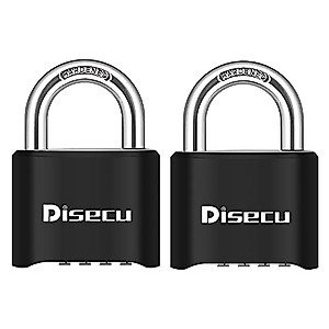 Disecu 2 Pack 4 Digit Heavy Duty Combination Lock Outdoor Waterproof Padlock for School Gym Locker, Sports Locker, Fence, Toolbox, Gate, Case, Hasp Storage (Black)