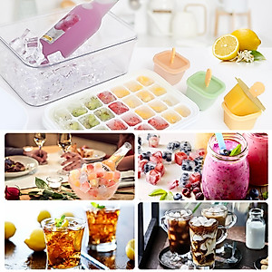 Bezioner Ice Cube Tray with Lid and Bin, Flexible Ice Cube Trays for Freezer, Easy-Release Silicone Ice Cube Molds for Whiskey Cocktails Bourbon Drinks Coffee (Pink)