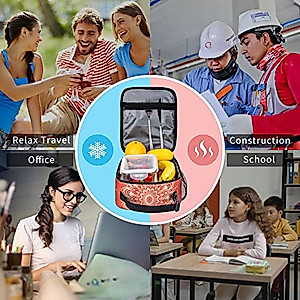 Rportable Lunch Bag For Women/Men Insulated,Round Mandala Design Yoga Meditation Cosmos Concepts Outline Ornam,Insulatedreusable Lunch Box For Office Work School Picnic BeachLeakproof Cooler Tote Bag