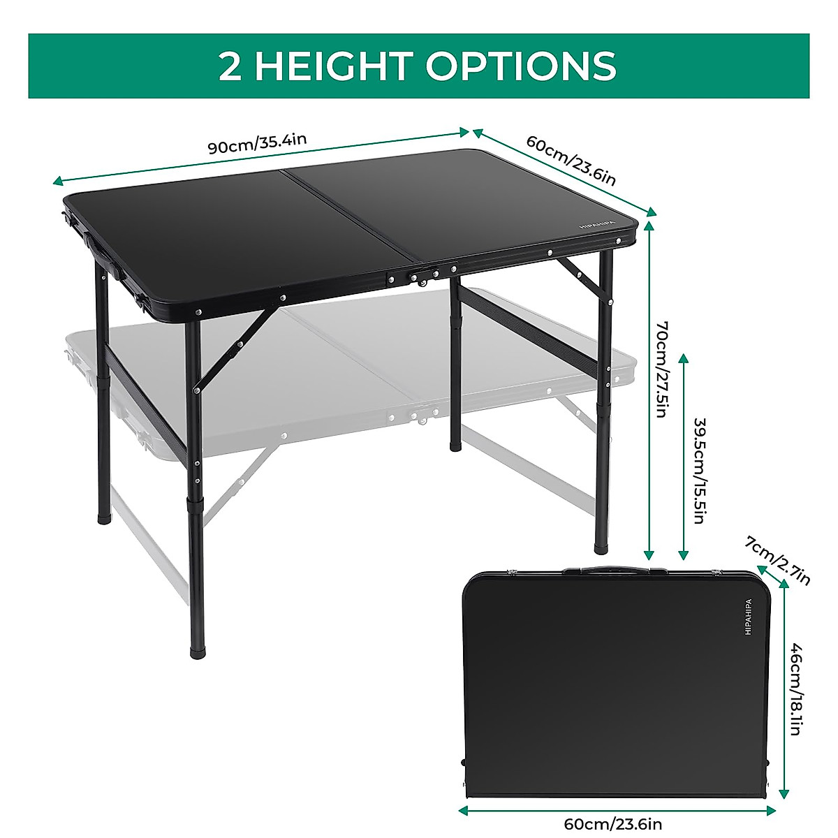 HIPAHIPA Camping Table Portable Folding Table Lightweight Aluminum Picnic Table Indoor Outdoor Table for BBQ RV Camping with Portable Handle