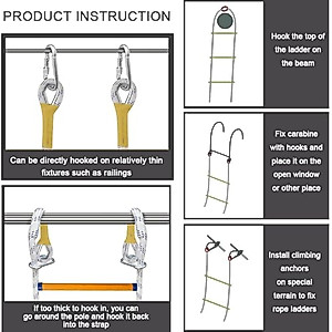 WDFYJ Emergency Fire Escape Ladder Flame Resistant Safety Rope Ladder with Hooks， Fast to Deploy & Easy to Store Withstand Weight up to 2000 pounds(16F/5M)