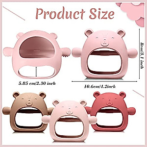 Chumia 3 Pack Baby Teether Teething Toys for Babies 0-6 Months Baby Teething Toy Silicone Anti Dropping Infant Hand Teether Pacifiers Wrist Hand Chew Toys for Sucking Needs (Caramel, Red, Pink)