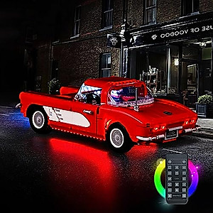 BrickBling LED Light Kit for Lego 10321 Chevrolet Corvette Toy Car, Remote Control Version Lighting Compatible with Lego Corvette- No Model Included