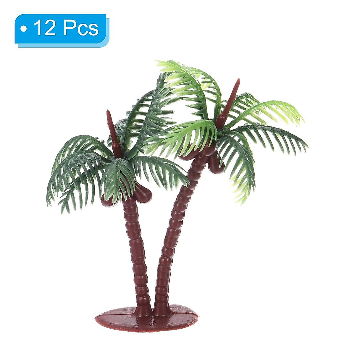 PATIKIL 2.8" Miniature Plastic Coconut Palm Tree, 12 Pack Mini Tree Decor Micro Plant Model for DIY Beach Landscape Prop Decoration, Green