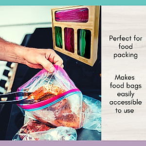 H&H Commerce LLC - Plastic Bag Organizer , Bamboo Sandwich Bag Organizer for Kitchen , Fits Major Brands - Trade Cardboard Boxes for a Neat Kitchen