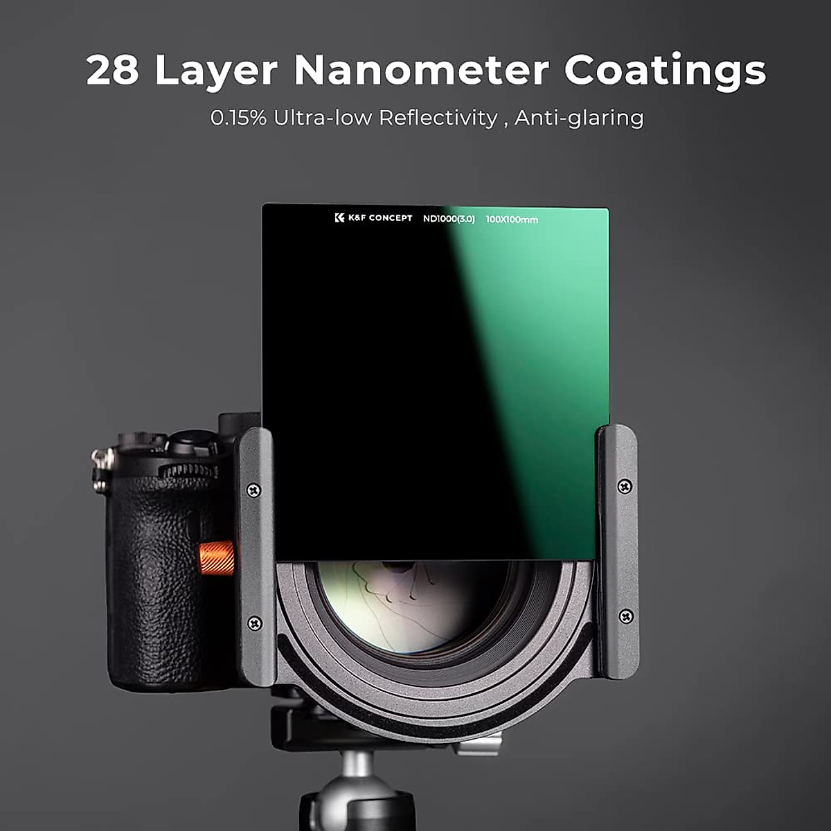 K&F Concept 100 x 100mm ND1000 (10 Stop) Square Filter Ultra Slim HD 28 Multi-Layer Coatings Neutral Density Import AGC Optical Glass with Filter Bag