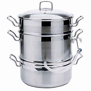 Norpro Stainless Steel Steamer/Juicer, 11qts/10.4L, 4qts/3.8L, 8.5qts/8L, As Shown