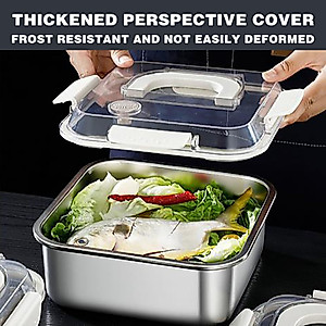 Stainless Steel Food Storage Containers with Handle Leak Proof & Airtight Lids For Kitchen,Meal Prep Lunch Box,Dishwasher Safe,Oven/Freezer/Microwave,Meal Prep Containers Reusable & Stackable (1700ML)