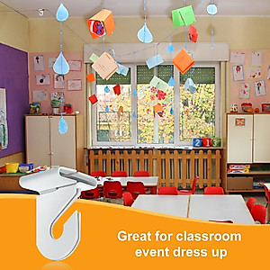 Vicenpal 100 Pair Drop Ceiling Hooks Bulk for Classrooms Hanging, Metal Suspended Track Tile Hooks Aluminum White Heavy Duty T Bar Clips, Hold up to 20 Lbs for School Offices Plants Decorations