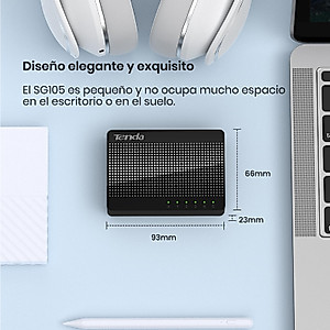 Tenda SG105, 5 Port Gigabit Switch, Unmanaged Home Ethernet Switch, Office Ethernet Splitter, Plug & Play, Plastic Case, Desktop/ Wall-Mount, Fanless Quiet, Limited Lifetime Protection