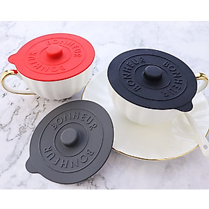 JOGILBOY 3 Pcs Food Grade Silicone Universal Cup Lid Mug Cup Cove Airtight Seal Cup Cover Hot and Cold Beverages Flexible Drink Cup Cover Anti-dust Leak-proof Drink Lid Cap Reusable Tea Coffee Cup