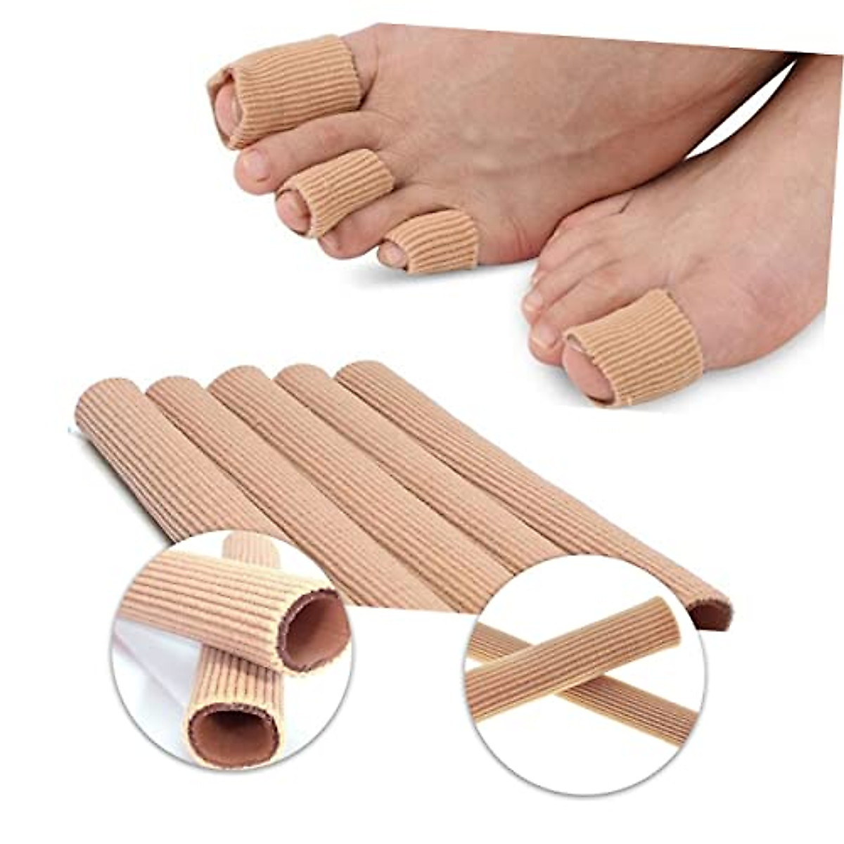 LALAFINA 4 pcs gel finger toe cover thumb splint thumb spica splint elastic wrap bandages toe protectors gel pad protectors finger splint gel lined toe tubes ribbed finger sleeve elasticity