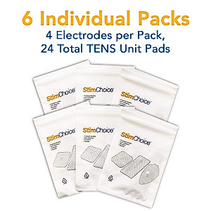 StimChoice TENS Unit Pads Snap Electrodes Hand Shaped Pack Electrode Pad Set, White, 24 Count