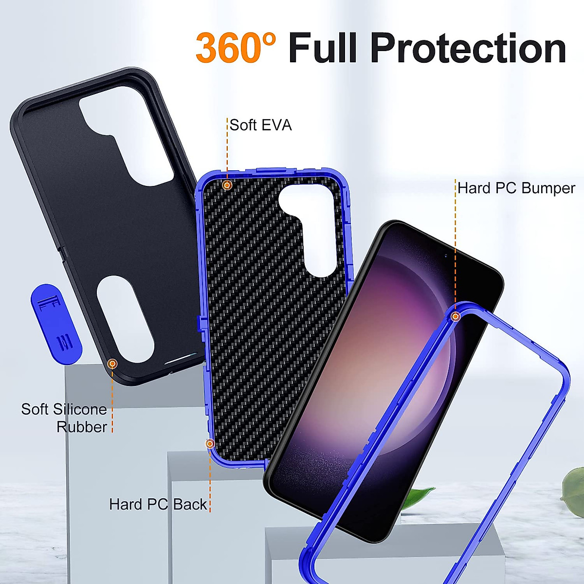 BaHaHoues for Samsung Galaxy S23 Case, Samsung S23 Phone Case with Built in Kickstand, Shockproof/Dustproof/Drop Proof Military Grade Protective Cover for Galaxy S23 5G (Dark Blue/Sapphire)