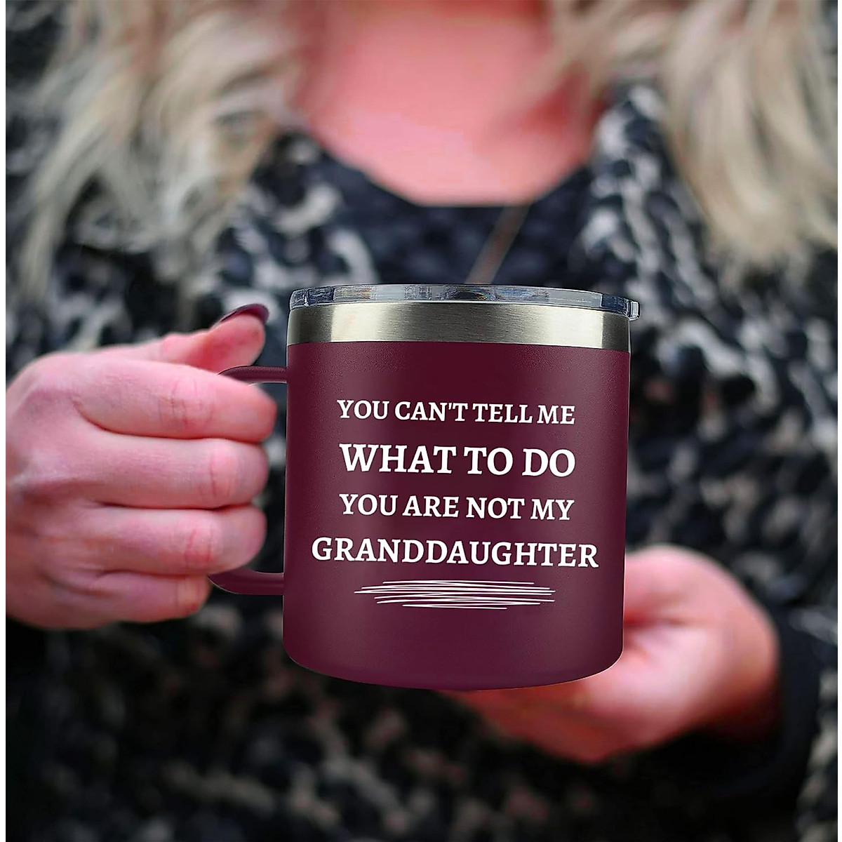 Edizzone 14Oz Mug (You Are Not My Granddaughter) (Bordeaux) Grandma Grandpa Gifts for Christmas - Best Grandma Birthday Gifts - Gifts for Grandma From Granddaughter - Funny Grandmother Christmas Gift