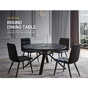 Acanva Extension Oval/Round Dining Table for 6, Expandable Butterfly Leaf & Sturdy Base, Suit for Kitchen, Living Room & Apartment, 51.2”W(+19.7”) x 51.2”D x 30.1”H, Black