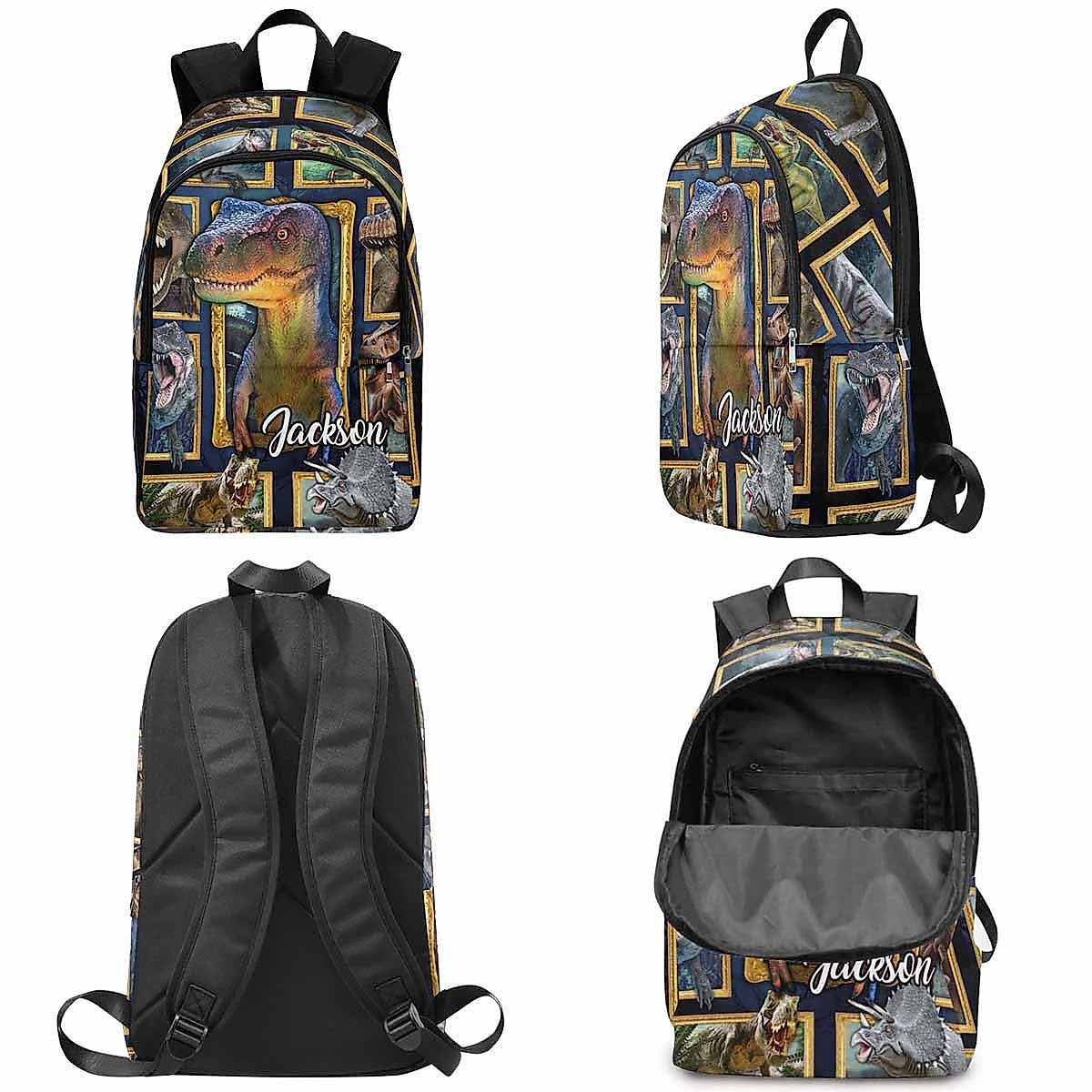 MyPhotoPrint Customized Bag Dinosaur Waterproof Bookbag Shoulder Backpack Travel Size