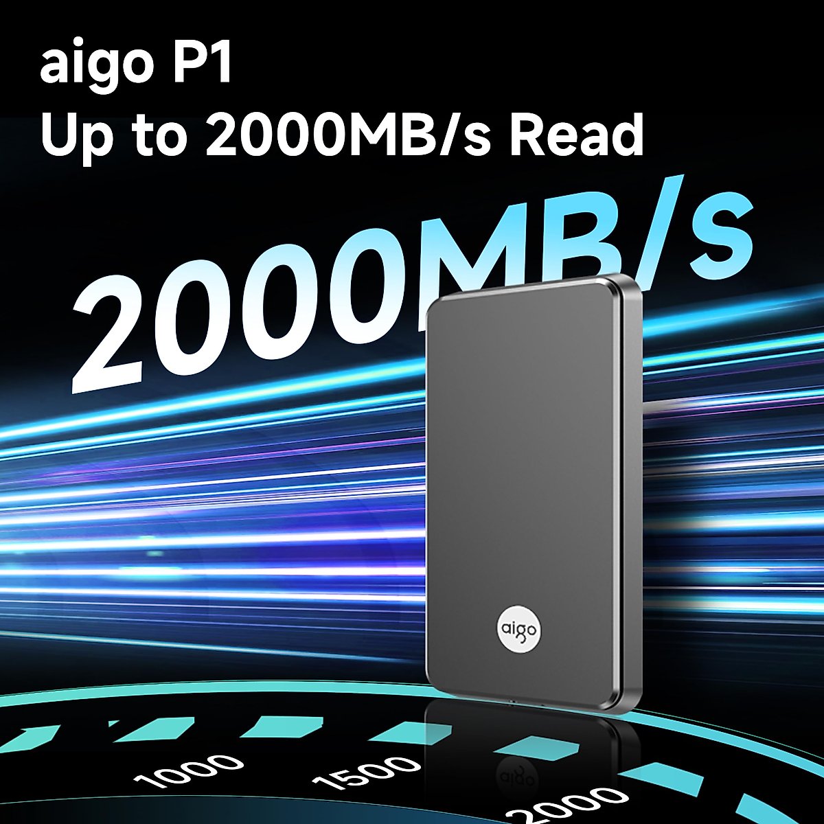 aigo External SSD 1TB Portable SSD Up to 2000 MB/s Read USB 3.2 Gen 2x2 USB-C USB-A External Solid State Drive Dust-Resistant Type-C Smartphone Windows PS5 Xbox PS4