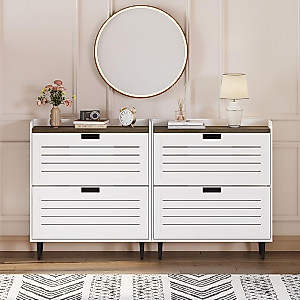 FATORRI Shoe Cabinet with 2 Flip Drawers, Wooden Shoe Storage for Entryway, Modern Narrow Shoe Rack Organizer with Metal Legs for Hallway (Walnut Brown+White Oak)