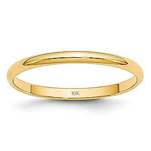 Women's 10K Yellow Gold 2mm Traditional Plain Wedding Band (Available Ring Sizes 4-10) Sz 6.5