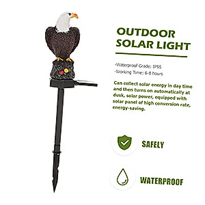 LABRIMP Lawn Decoration LED Balcony Decor Lamppost Solar Stake Lights Stakes Decorative Figurine Owl Patio Ground Outdoor Pathway Garden Light Ornament for Lamp Insert Yard Eagle