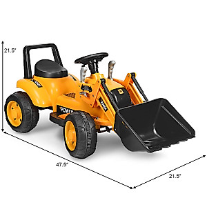 Costzon Ride on Car, Excavator Toy w/Front Loader, Horn, Forward/Backward, Controllable Digging Bucket, Digger, 6V Battery Powered Electric Vehicle Construction Tractor, Electric Car for Kids