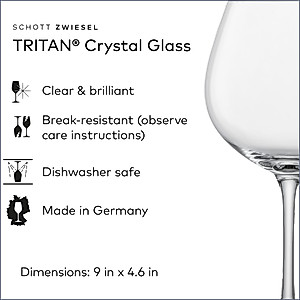 Schott Zwiesel Tritan Crystal Glass Classico Stemware Collection Claret Burgundy Red Wine Glass, 27-1/2-Ounce, Set of 6