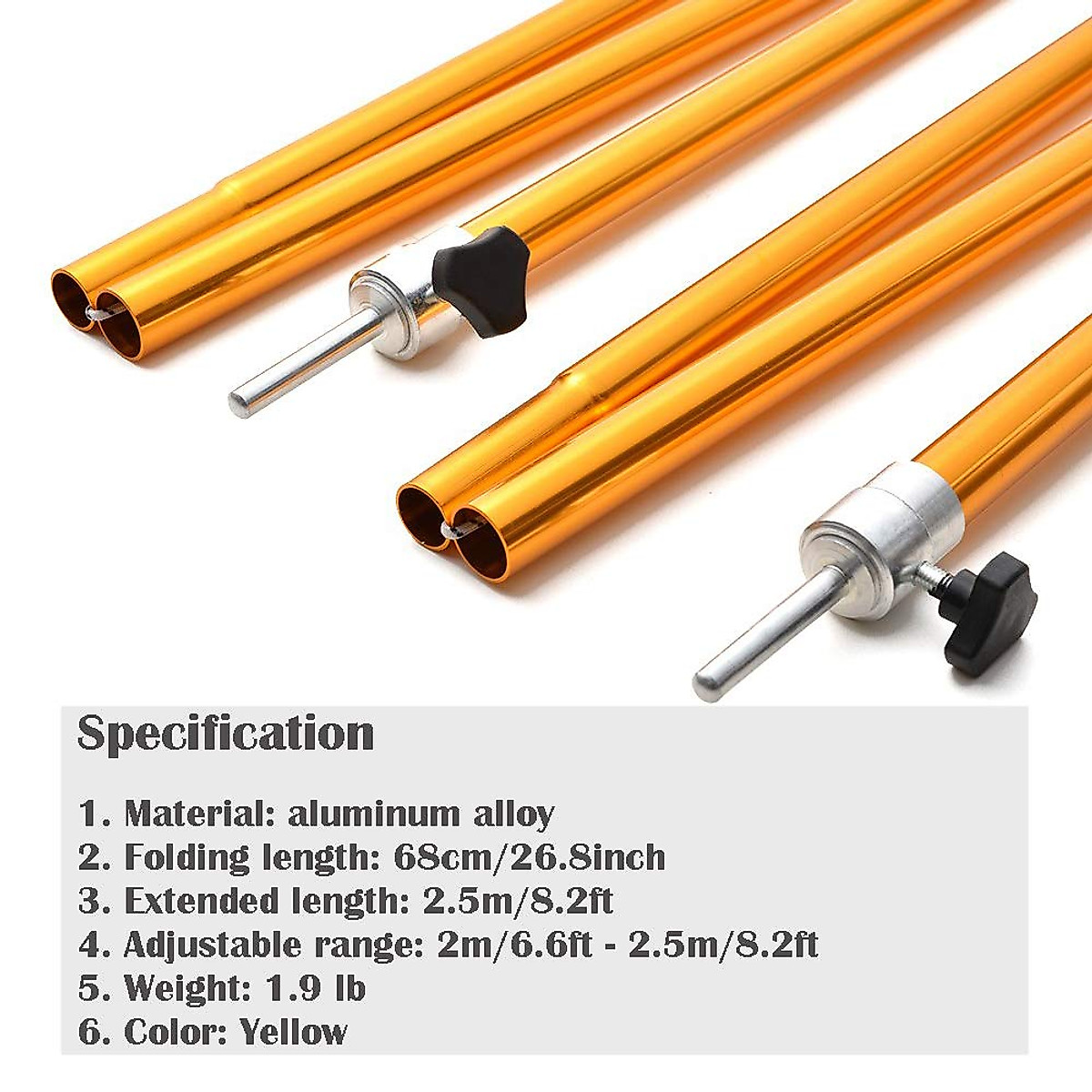 Odoland Adjustable Tarp Poles, Telescoping Aluminum Tarp and Tent Poles Set of 2, Collapsible Lightweight Poles for Camping, Backpacking, Hammocks, Sun Shade Shelters, and Awnings