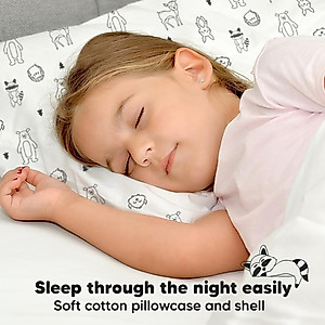 KeaBabies Toddler Pillow with Pillowcase Bundle - Organic Cotton Toddler Pillows for Sleeping (Off to Space & KeaFriends)