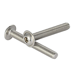 M6-1.0 x 25mm Flanged Button Head Socket Cap Screws, Stainless Steel 18-8 (304), Bright Finish, Full Thread, Allen Socket Drive, 25 PCS