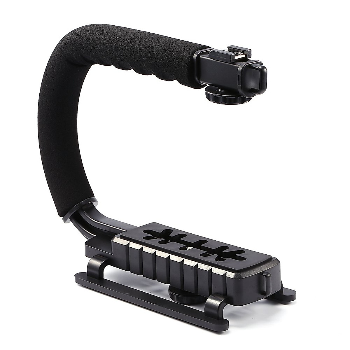 Video Action Stabilizing Handle Grip, C/U Shape Bracket Grip Camera/Camcorder Handheld Stabilizer with Hot-Shoe Mount