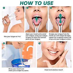 Uormsici 2 Pack Tongue Scraper, Metal Tongue Scraper for Adults, 100% 304 Stainless Steel Tongue Scraper with Case, Professional Tongue Cleaner for Fresh Breath & Oral Care