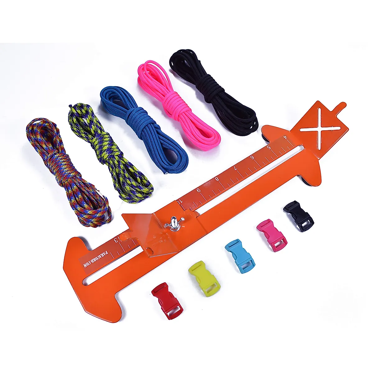 Pro Paracord Jig and Beginner Bracelet Kit - 50 Feet of Paracord and Buckles Free - Built in Monkey Jig