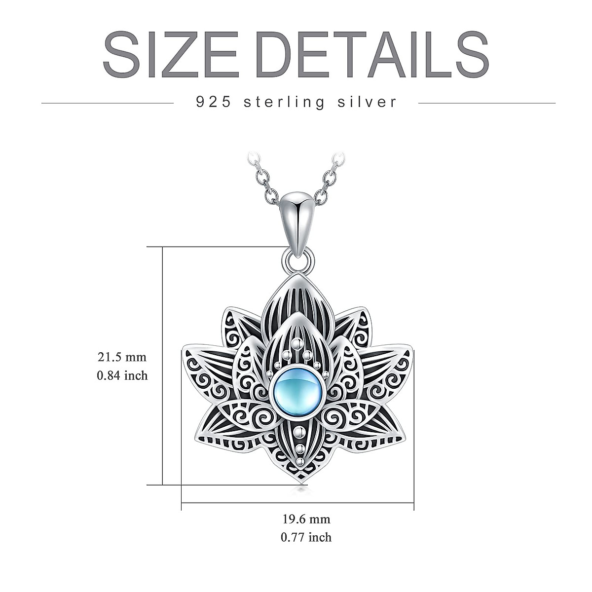 YAFEINI Buddha Lotus Necklace Sterling Silver Moonstone Lotus Flower Pendant Yoga Spiritual Jewelry Gifts for Women