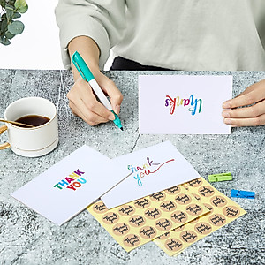 Ohuhu 144 Bulk Thank You Cards with Envelopes, Thank You Notes Box Set with Elegant 8 Rainbow Colorful Designs Greeting Card for Wedding, Business, Birthday, Baby Shower, Blank Inside, 4 x 6 Inch