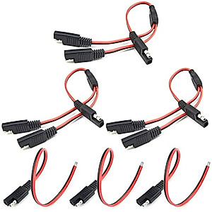 WMYCONGCONG 3 PCS SAE Y Splitter Adapter Cable SAE to SAE DC Power Automotive Extension Cable Quick Disconnect Plug + 3 PCS 2 Pin SAE Quick Disconnect Plug 18AWG 300mm