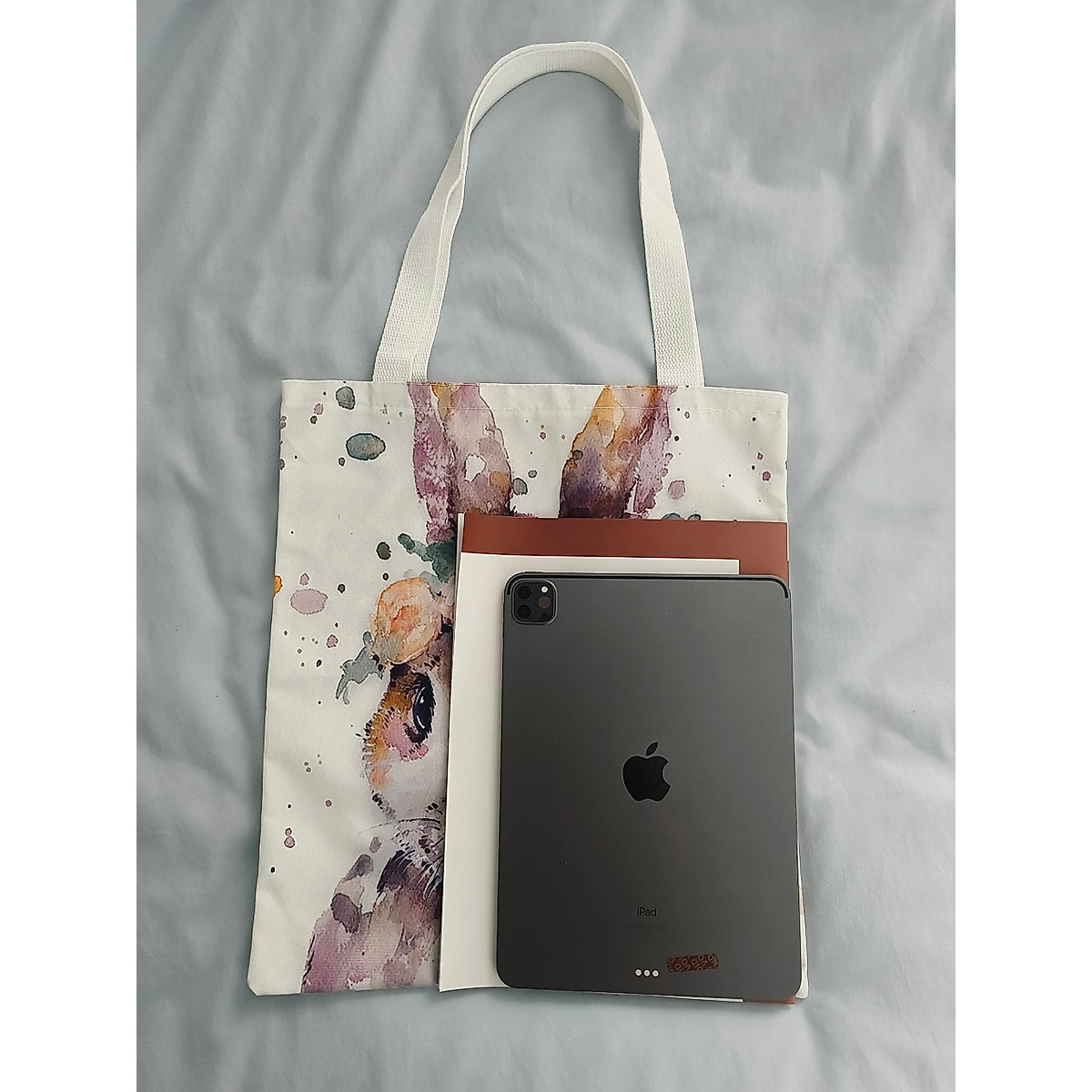 Cute Canvas Tote Bag for Women with Dog Design, Reusable Book Tote Lightweight Shopping Bag for Work Picnic Beach