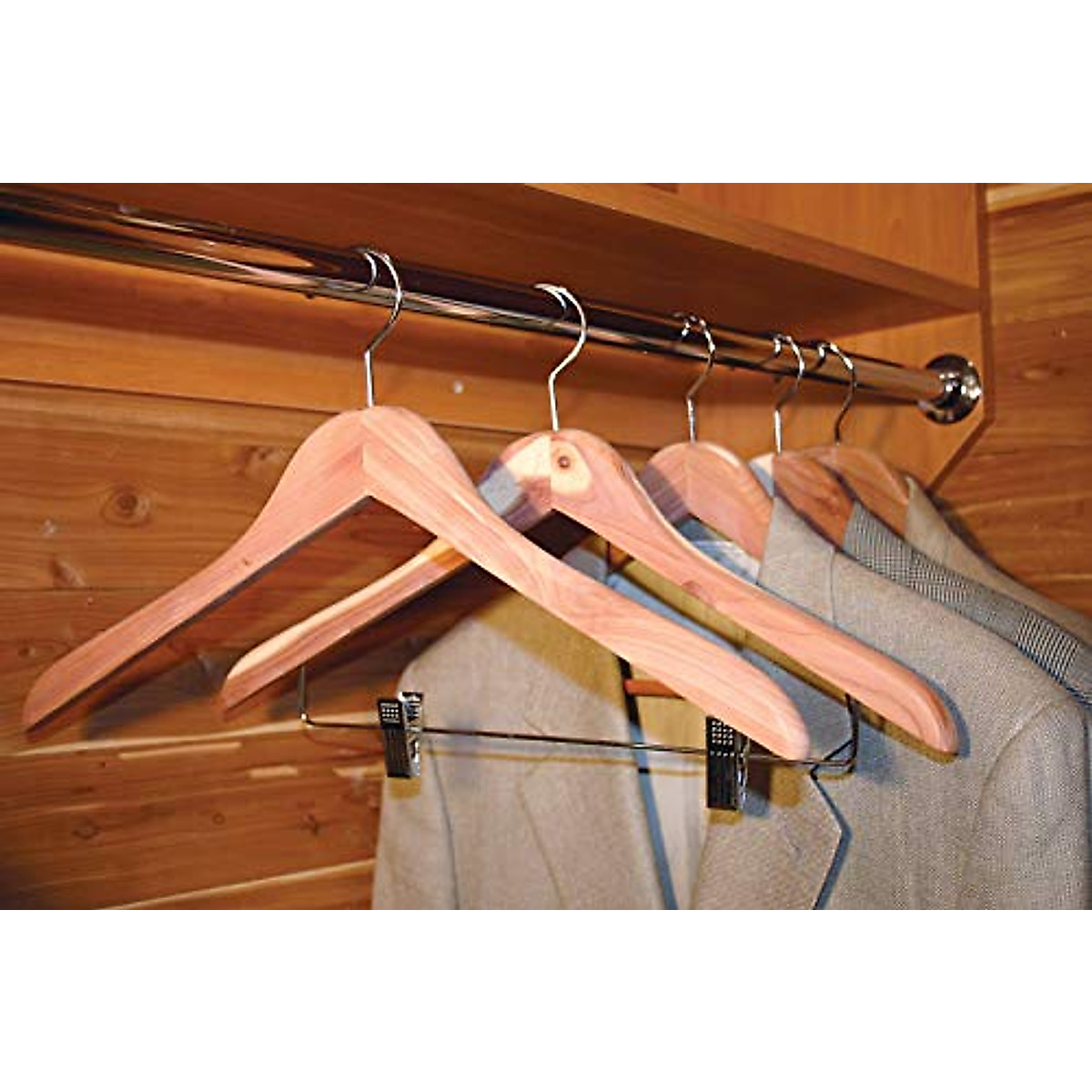 Cedar Wood Top Hanger, (Box of 12) Unfinished Curved Hangers with Fresh Cedar Scent and Chrome Swivel Hook for Jacket Coat & Shirt by The Great American Hanger Company