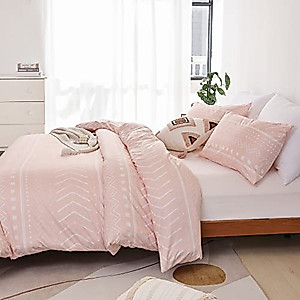 Smoofy Aztec Blush Pink Comforter Queen Size, Folkloric Art Pattern Pink Bedding Sets Queen Boho Aztec Bohemian Queen Comforter Set with Soft Microfiber Fill Bedding, 1 Comforter 2 Pillowcases