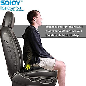 Sojoy Gel Seat Cushion for Office Chair Memory Foam Seat Pillow for Back Pain Relief,Gel Cushion for Office Chiar,Car,Home (18 x 14 x 3 inches)