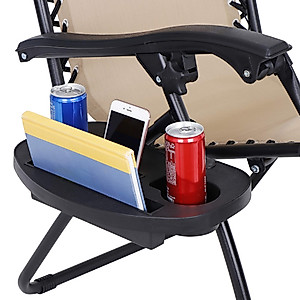 SUPER DEAL Zero Gravity Chair Set of 2 Folding Anti Gravity Recliner Outdoor Patio Beach Lounger Chair with Side Cup Holder Tray and Pillow for Patio, Poolside, Backyard, Deck, Heavy Duty Steel Frame